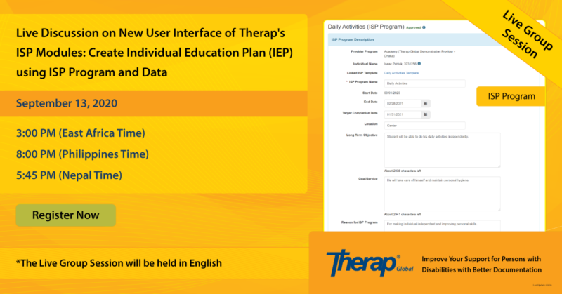 Live Discussion on New User Interface of Therap's ISP Modules: Create ...