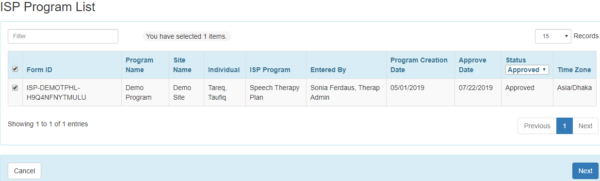 Generate ISP Report - Programmatic Report - Therap Global