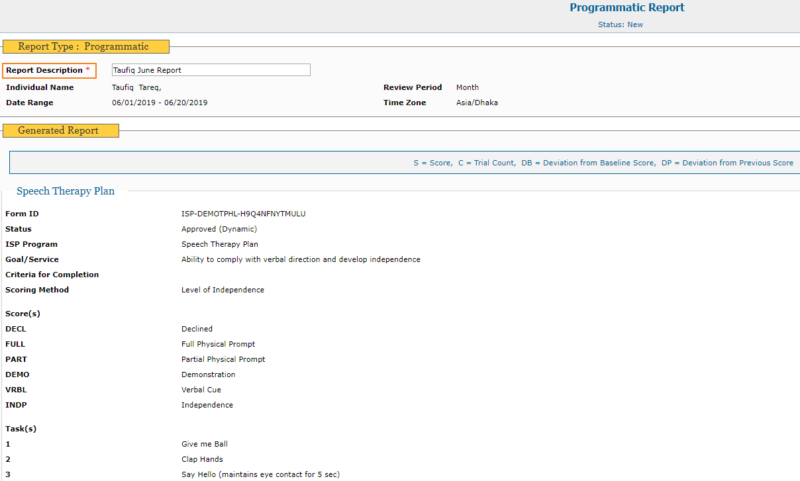 Generate ISP Report - Programmatic Report - Therap Global