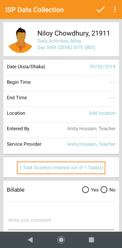 Enter ISP Data in Mobile App - Therap Global