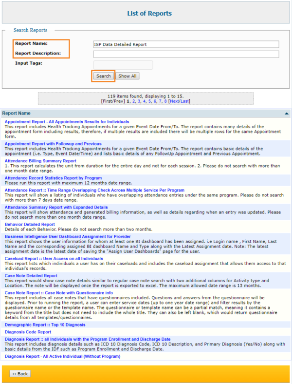ISP Data Detailed Report - Therap Global