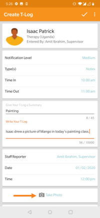 Enter T-Log in Therap Mobile App - Therap Global