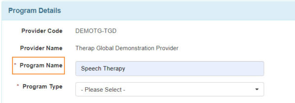 Create New Program - Therap Global