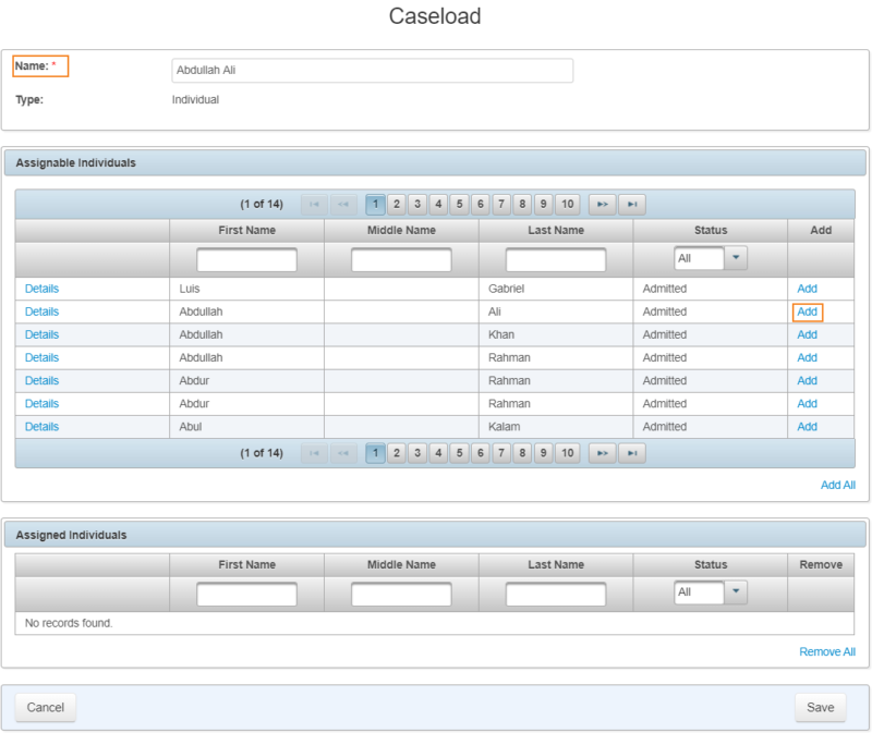Create New Caseloads - Therap Global