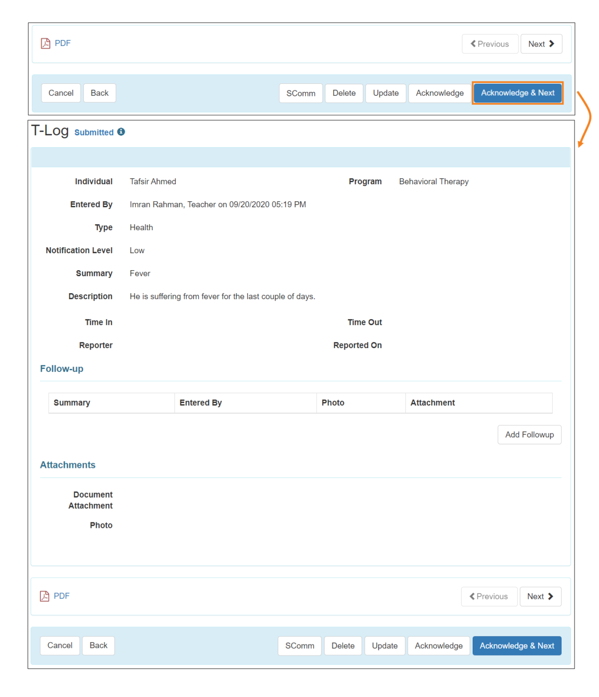 View and Acknowledge T-Log from To Do Tab - Therap Global