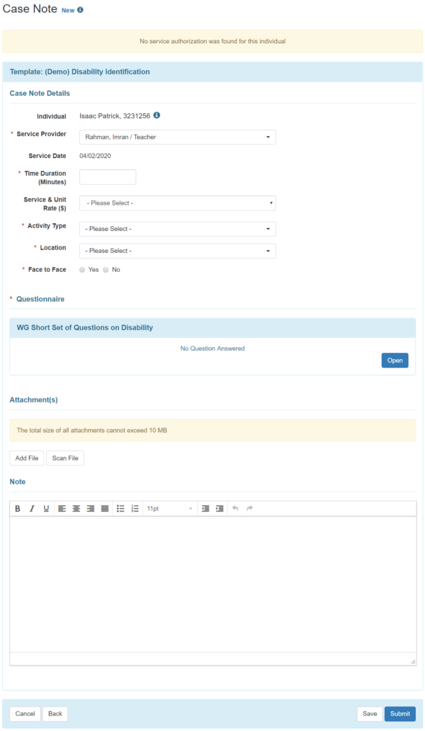 Create Case Note - Therap Global