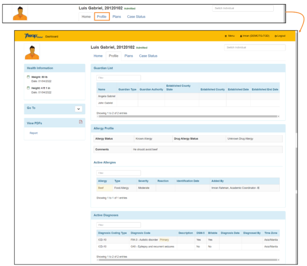 Individual Home Page - Overview - Therap Global