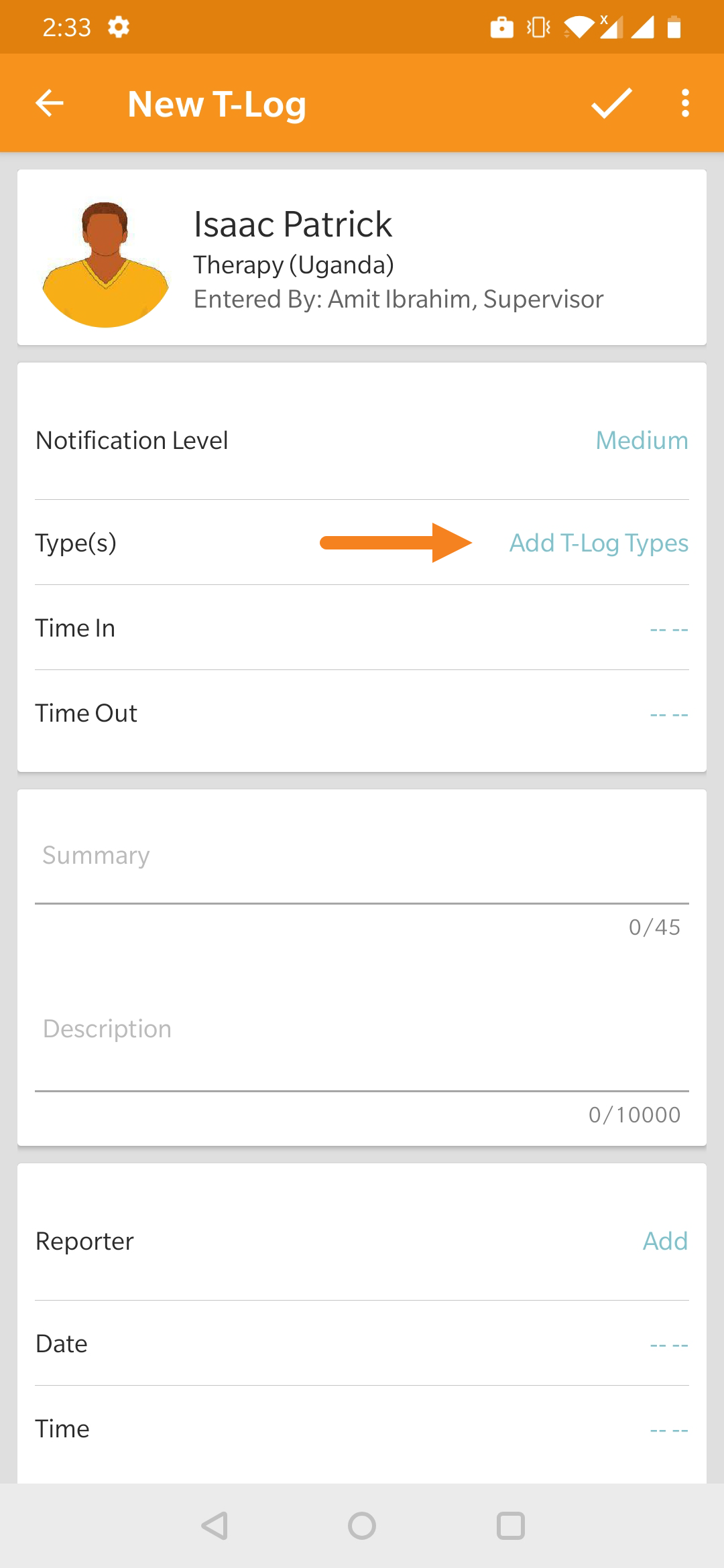 Add T-Log Types - Therap Global