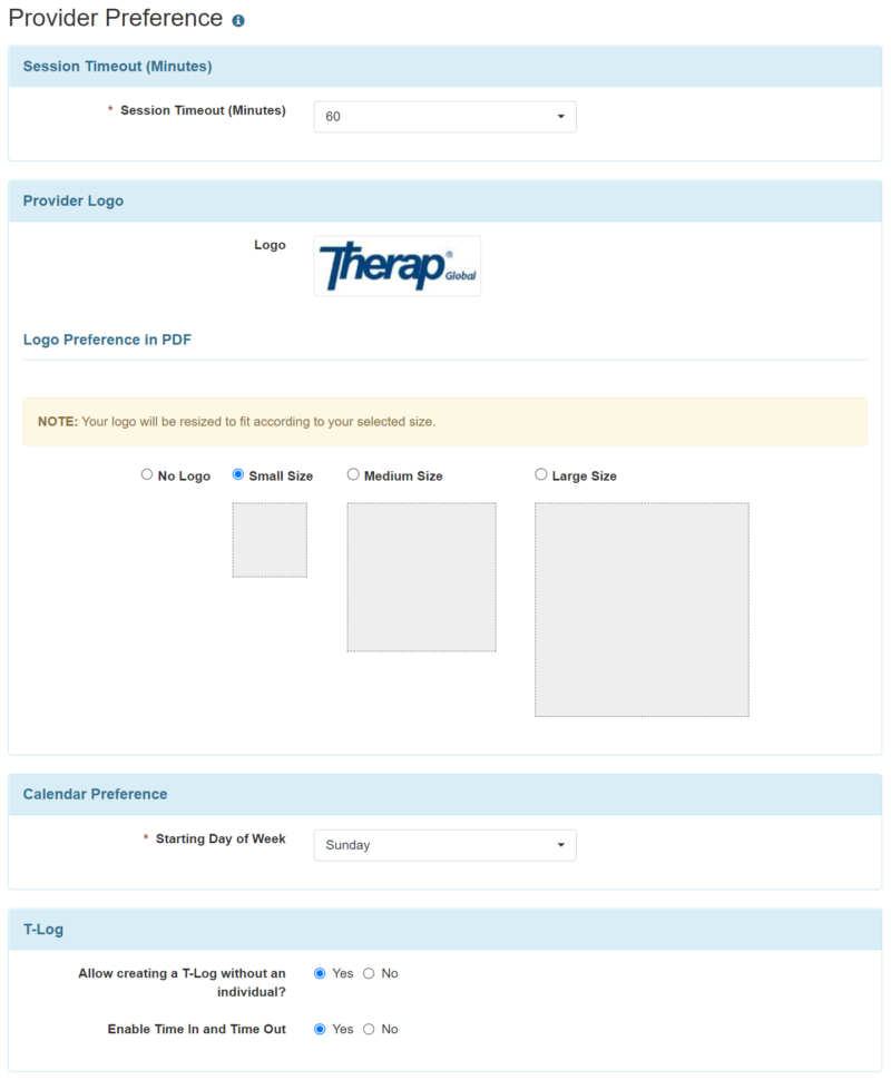 Provider preference page - Therap Global