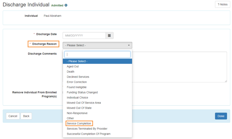 Discharge Individuals - Therap Global