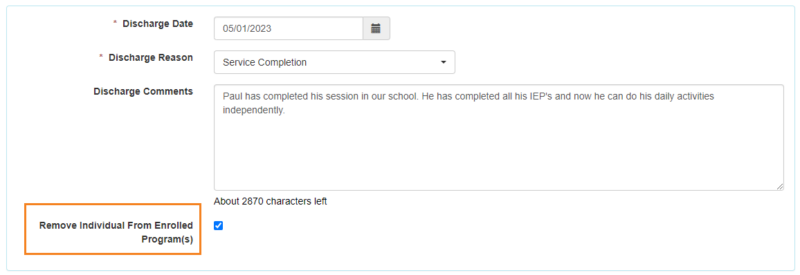 Discharge Individuals - Therap Global