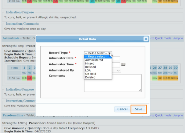 Record MAR Data - Therap Global