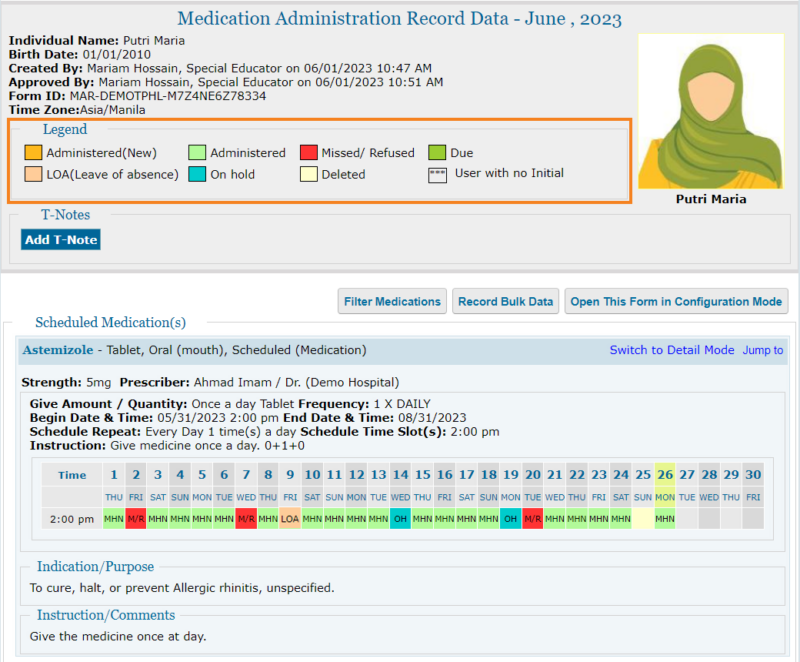 Record MAR Data - Therap Global
