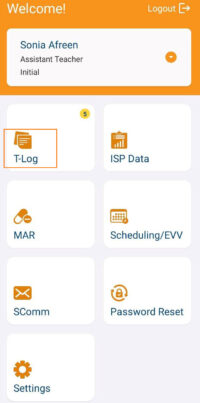Enter T-Log in Therap Mobile App - Therap Global