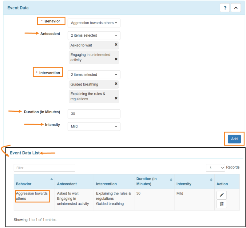 Enter and Search Behavior Data - Therap Global