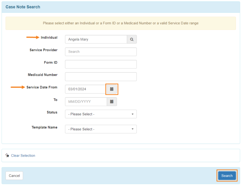 Search and Edit Case Note - Therap Global