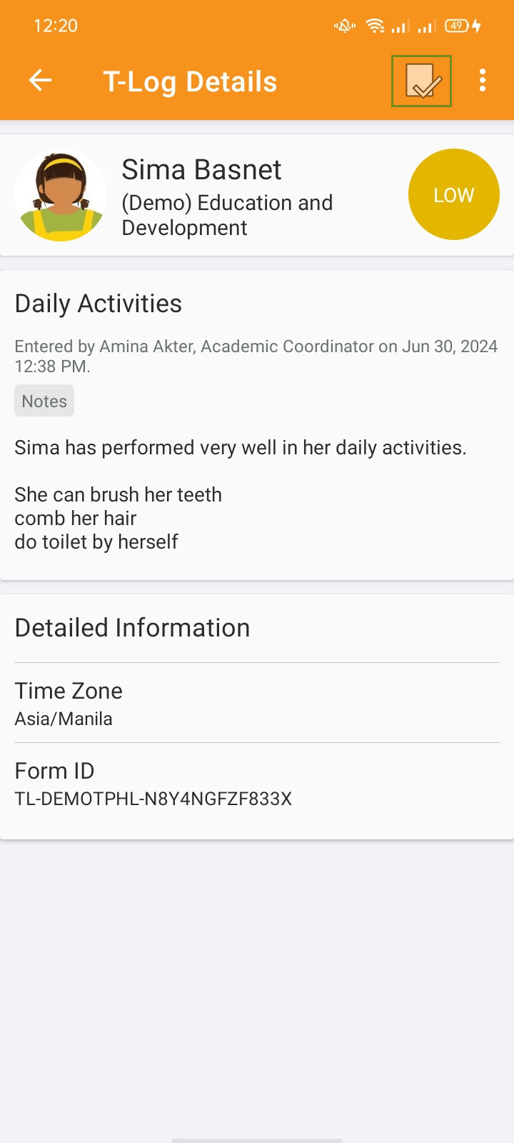 View and Acknowledge T-Log from Therap Mobile App - Therap Global