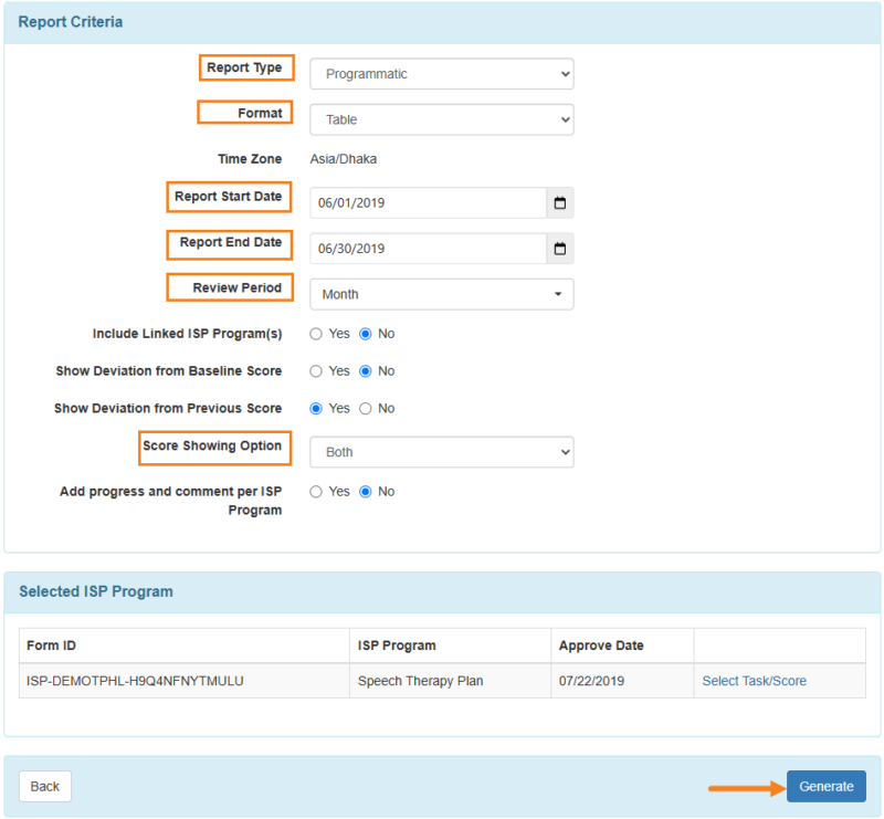 Generate ISP Report - Programmatic Report - Therap Global